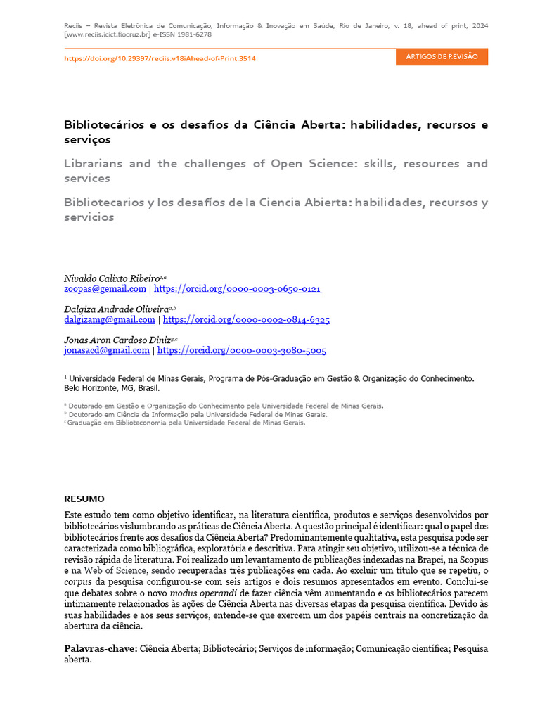 Bibliotecários e Os Desafios Da Ciência Aberta | PDF | Science ...