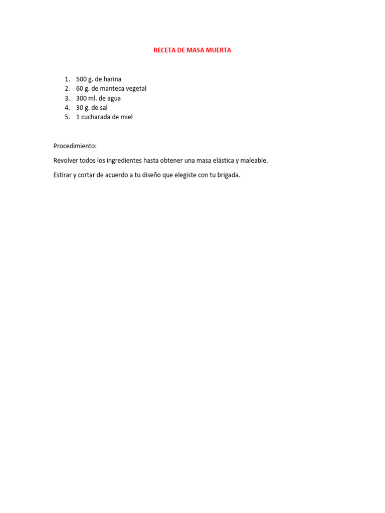 Receta de Masa Muerta | PDF