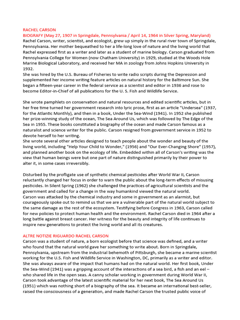 Rachel Carson | PDF | United Nations Framework Convention On Climate ...