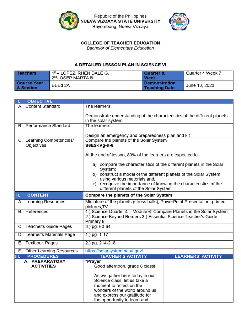 Lesson Plan Sc Pdf Planets Saturn