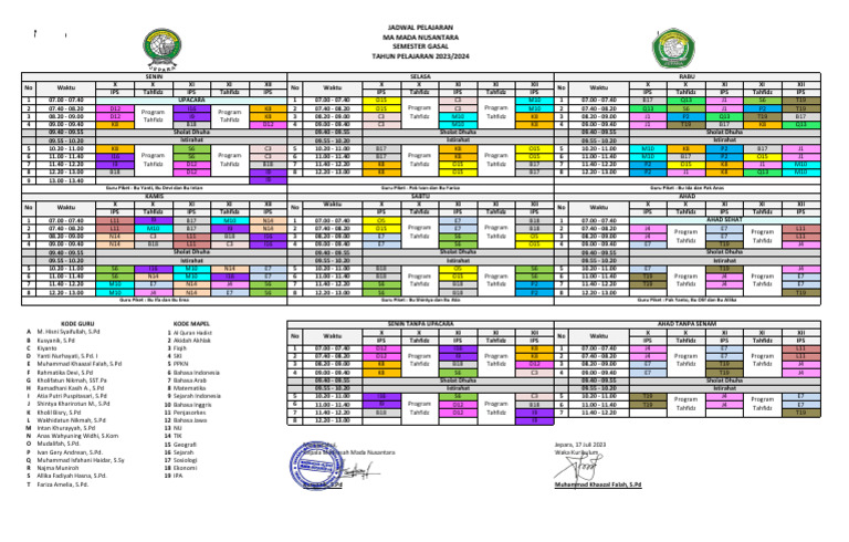 2324 Jadwal MA Fix Edit | PDF