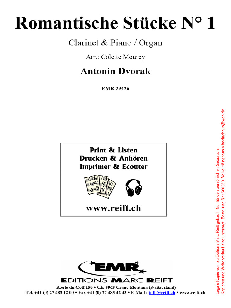 Romantische Stücke #1: Antonin Dvorak | PDF | Classical Music | Musical Compositions