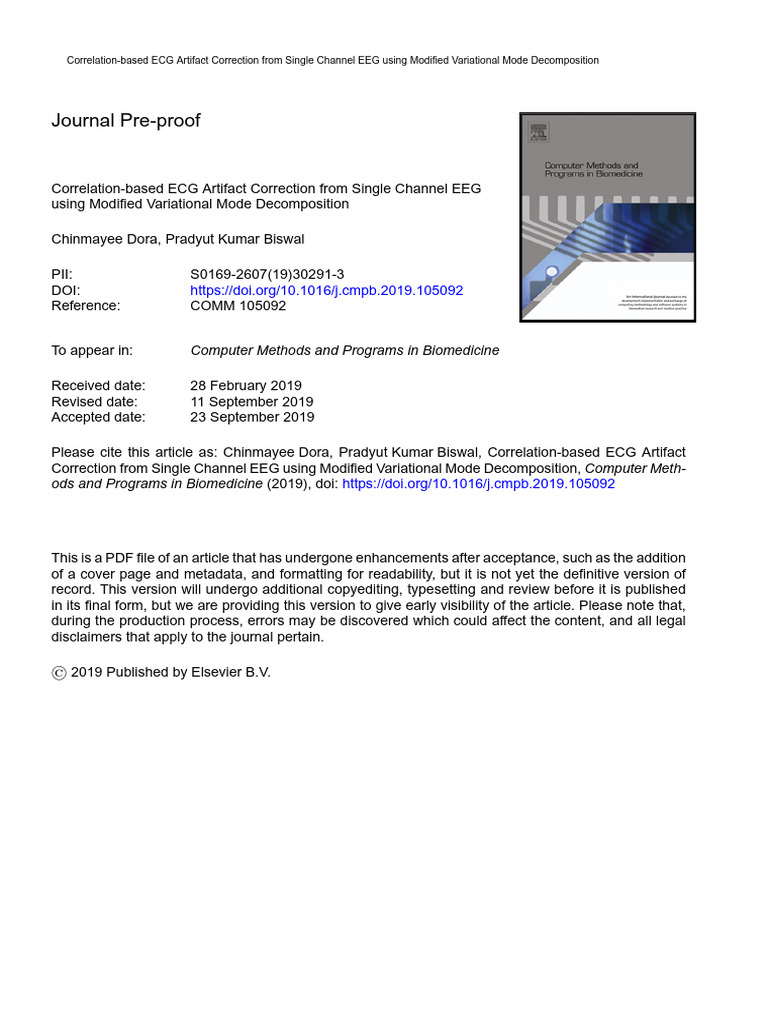 Correlation-Based ECG Artifact Correction From Single Channel EEG Using Modified Variational ...