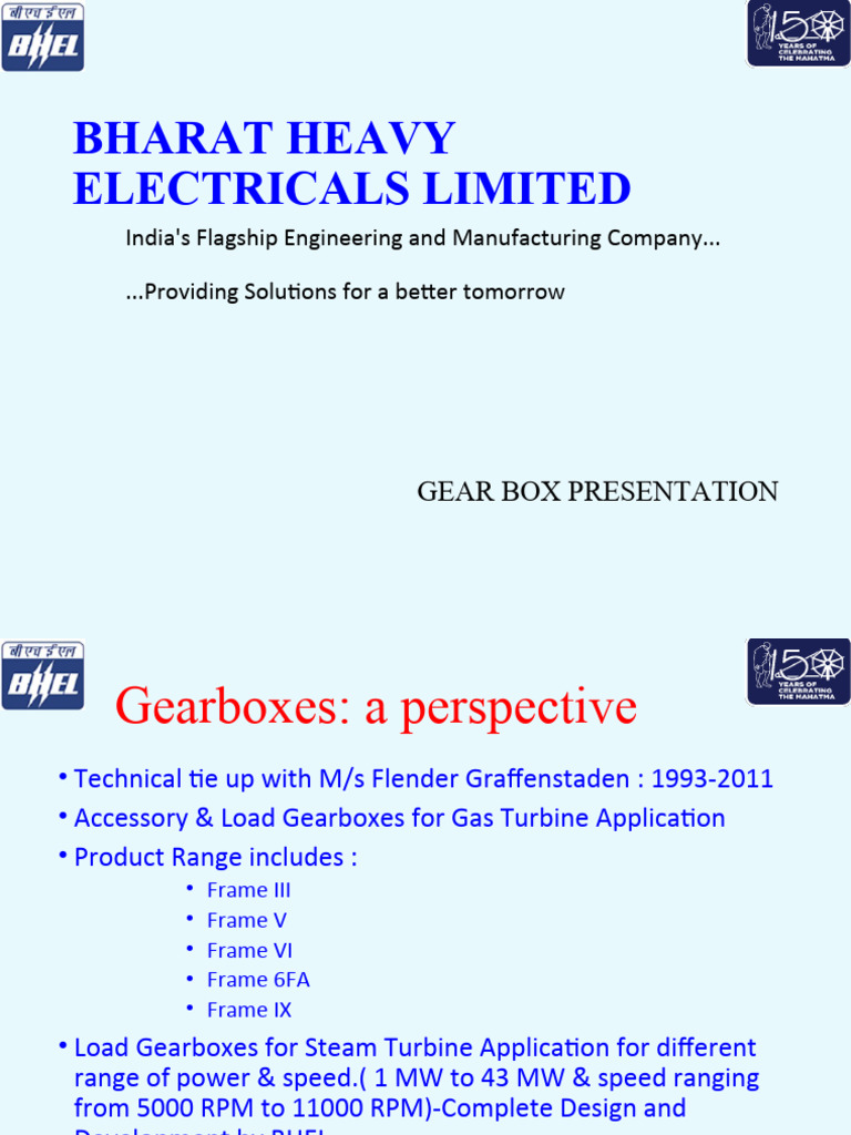 Bhel Gearbox-Product Profile - in | PDF | Gas Turbine | Gear