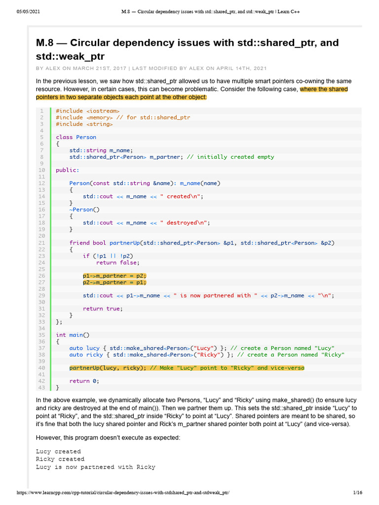 M.8 - Circular Dependency Issues With STD - Shared - PTR, and STD ... M.8 - Circular Dependency Issues With STD - Shared - PTR, and STD ...