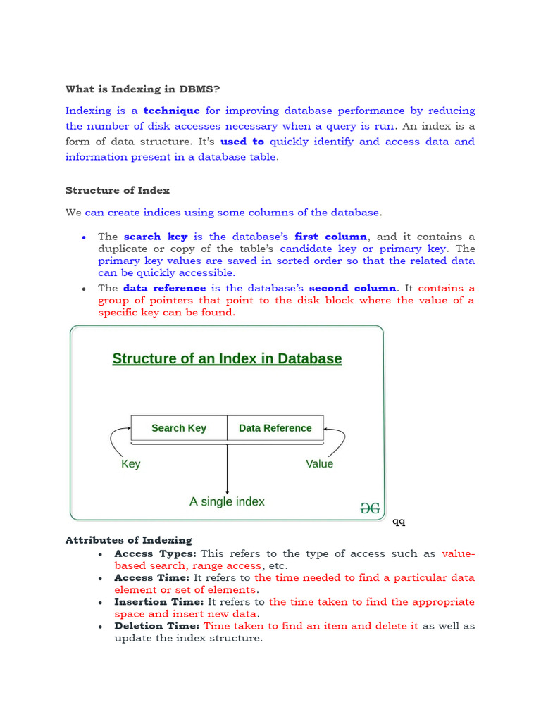 S - UNIT VII Indexing in Database | PDF | Database Index | Databases