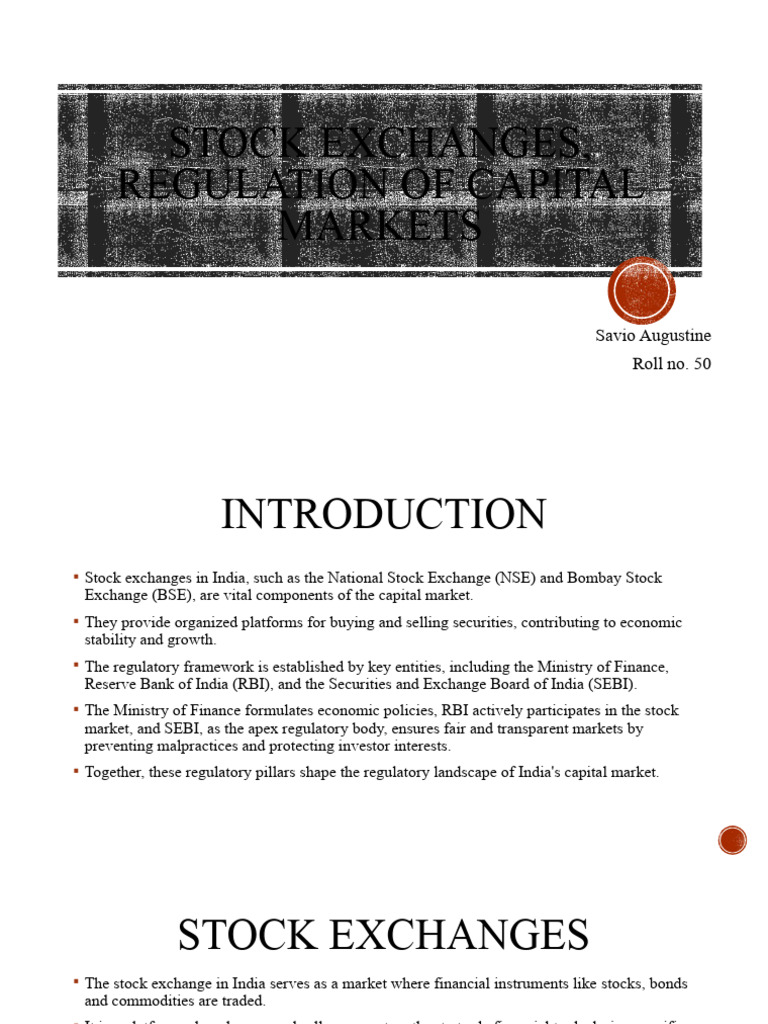 Stock Exchanges, Regulation of Capital Markets | PDF | Stock Exchange ...