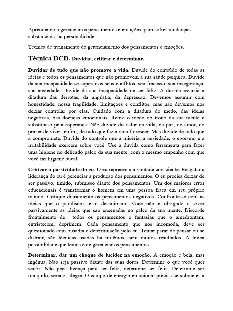 Tecnica DCD | PDF | Emoções | Pensamento