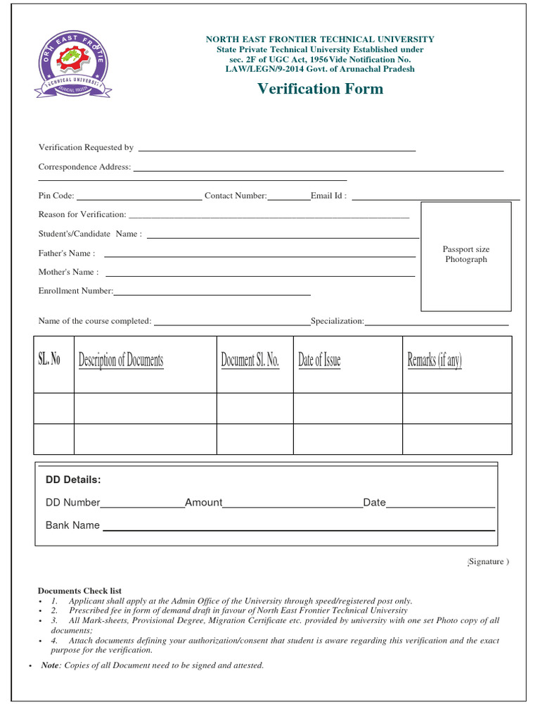 NEFTU Verification Form | PDF