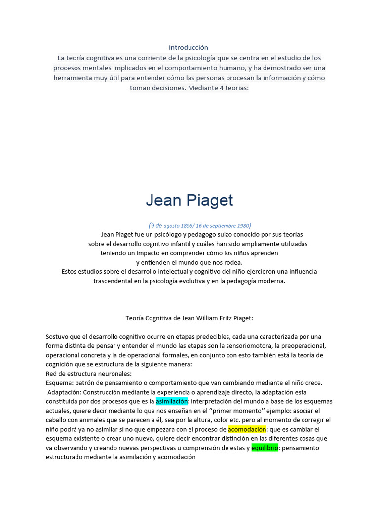 Teoria Cognitivista | PDF | Aprendizaje | Sicología