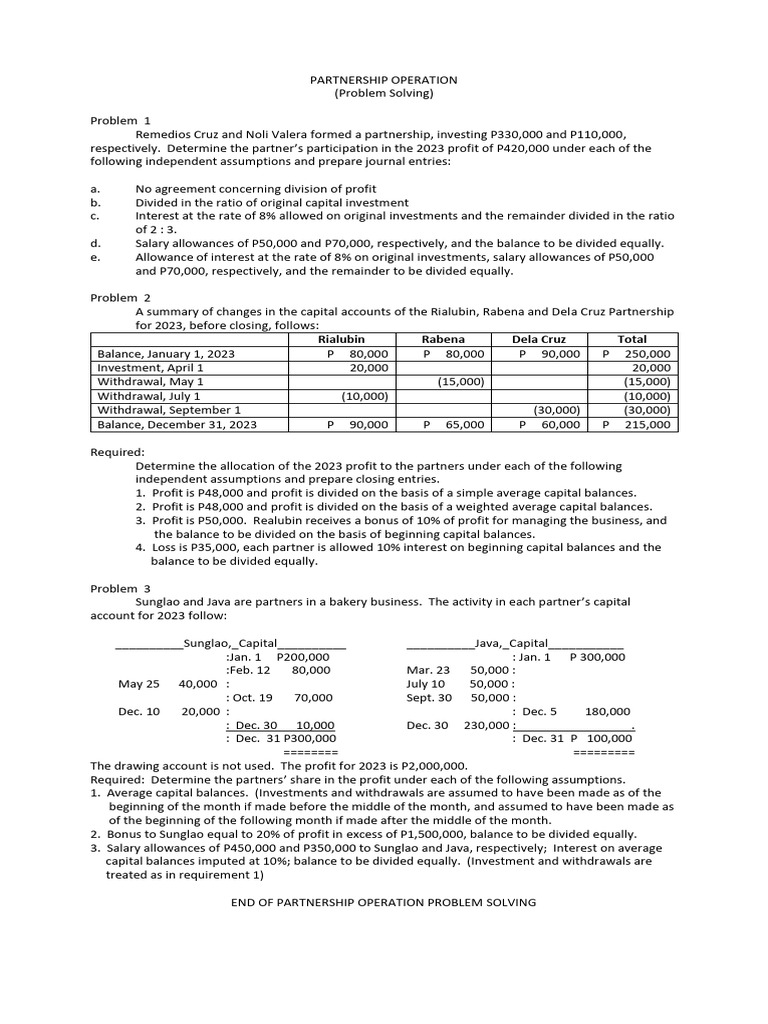 Partnership Profit Allocation Methods | PDF | Investing | Private Sector