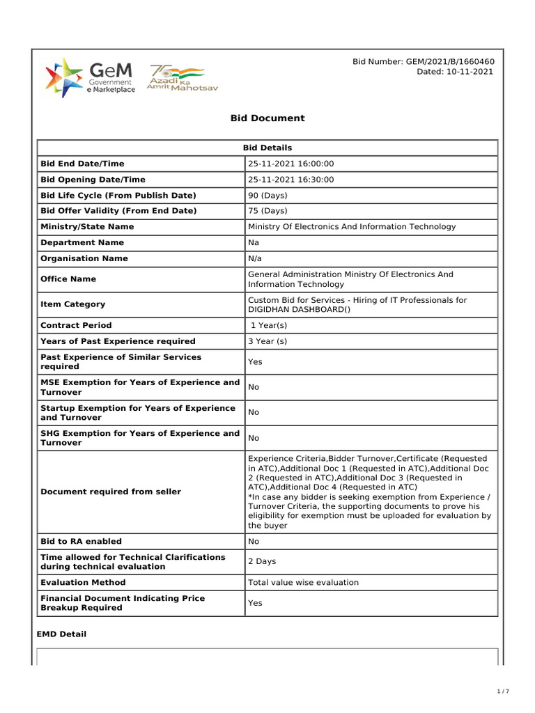 GeM Bidding 2832629 | PDF | Procurement | Request For Proposal