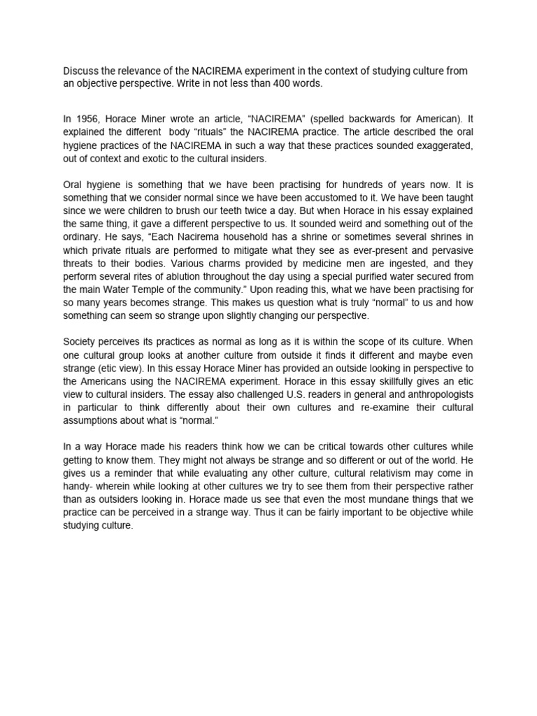 NACIREMA: Rethinking Cultural Norms | PDF | Rituals