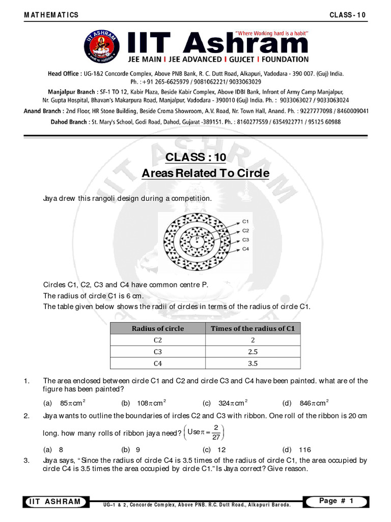 Mathematics Class - 10 | PDF | Circle | Triangle
