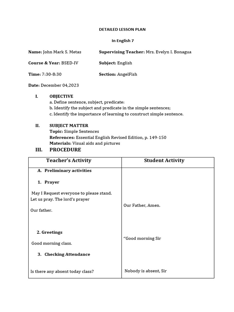 DETAILED LESSON PLAN - Docx MCV 2023 (AutoRecovered) | PDF