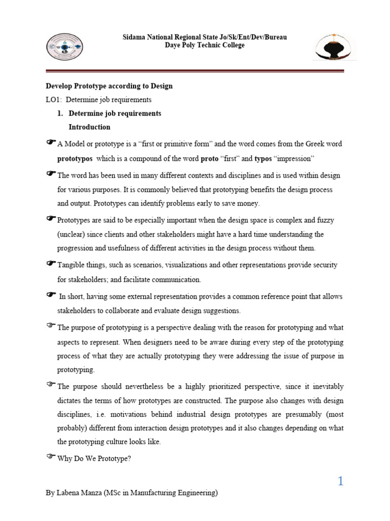Develop Prototype According To Design | PDF | Prototype | Design