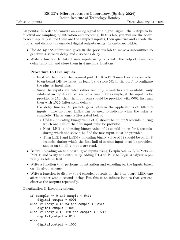 EE337 Lab4 | PDF | Input/Output | Digital Signal