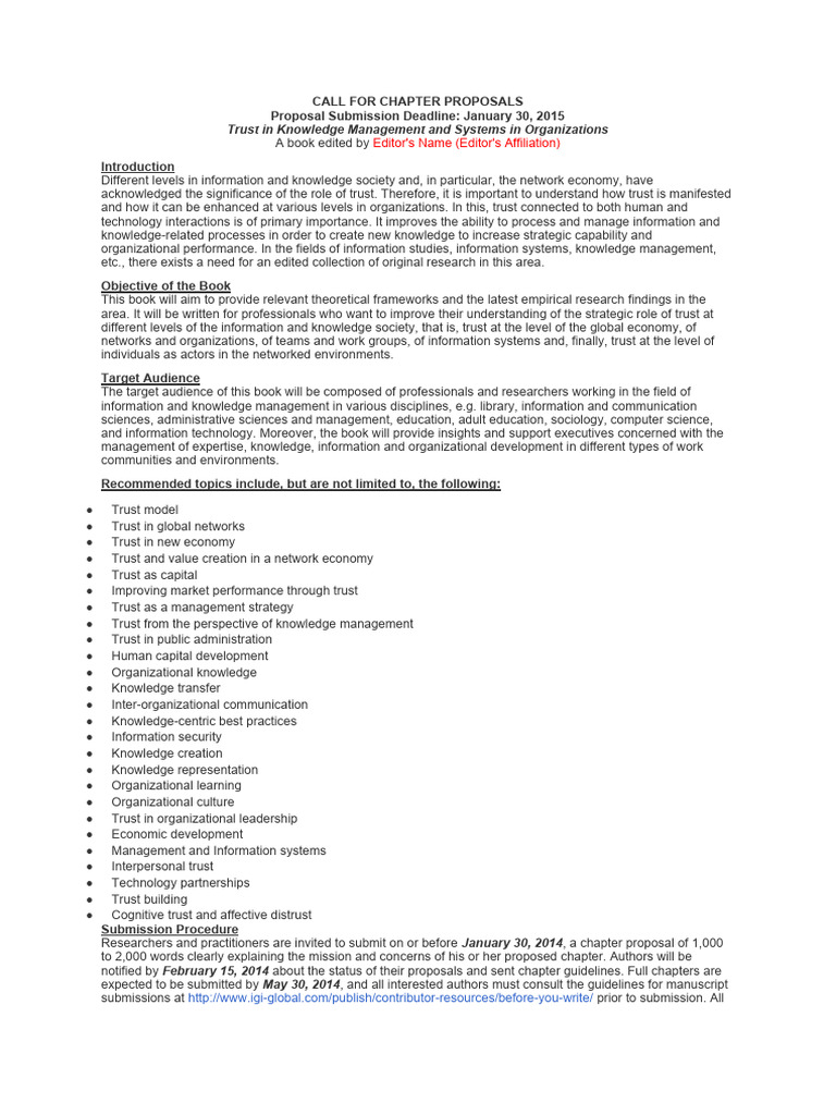 Proforma For Call For Book Chapters | PDF | Information System ...