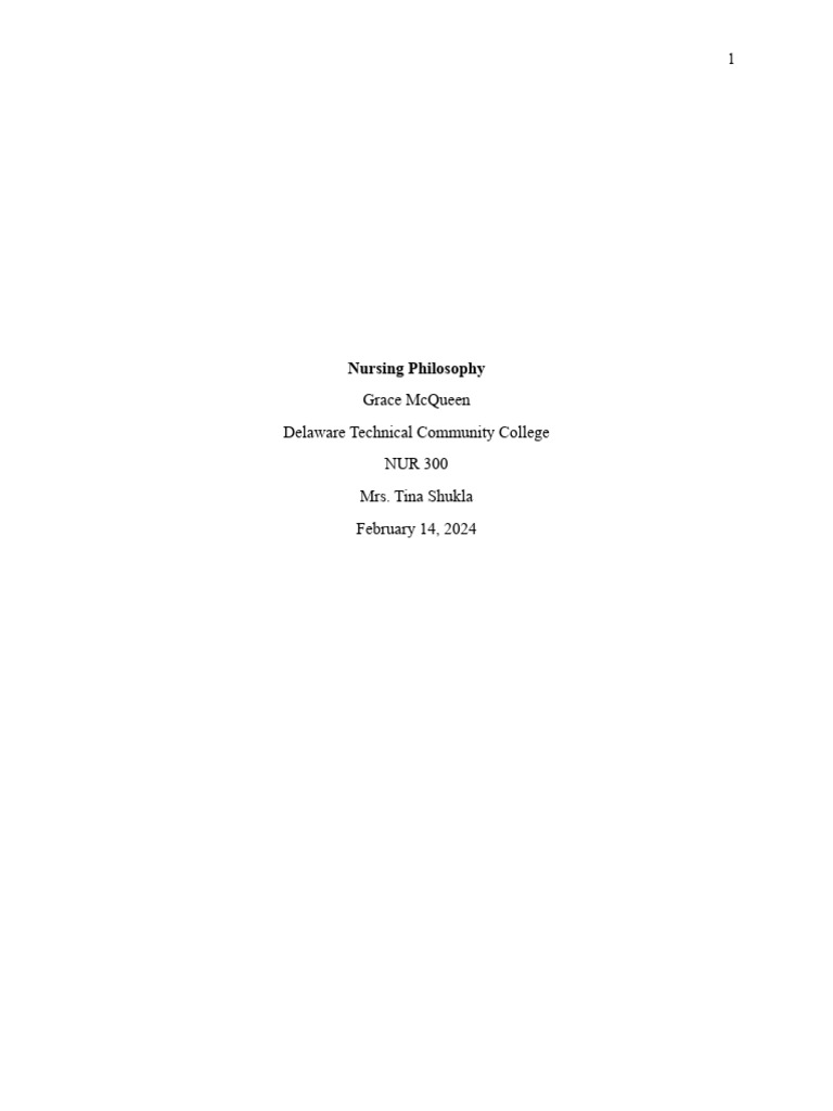 Nursing Philosophy Paper Nur 300 1 | PDF | Nursing | Health Care