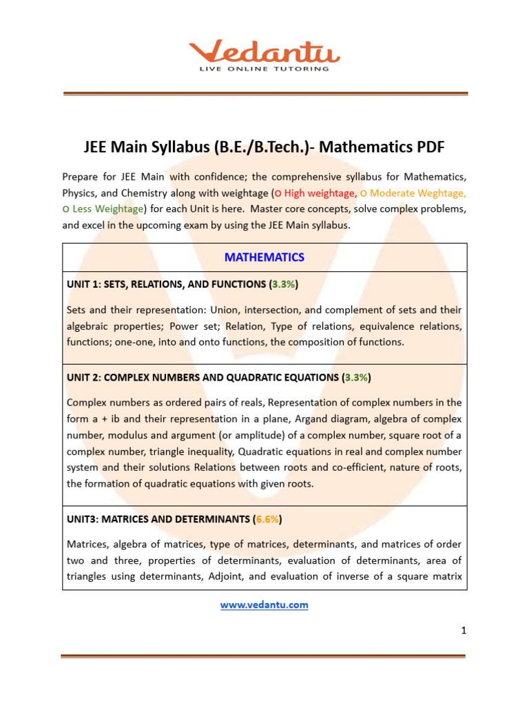 JEE Main Maths Syllabus 2024 - Free PDF Download | PDF | Line (Geometry) | Circle