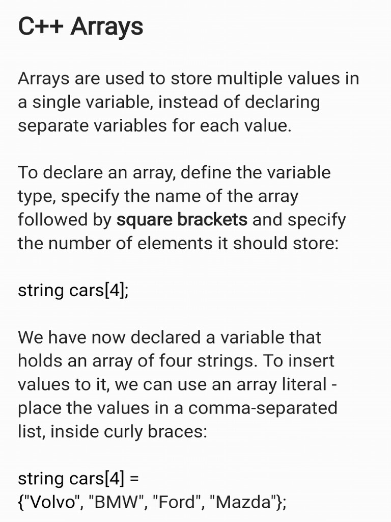 Arrays in C++ | PDF