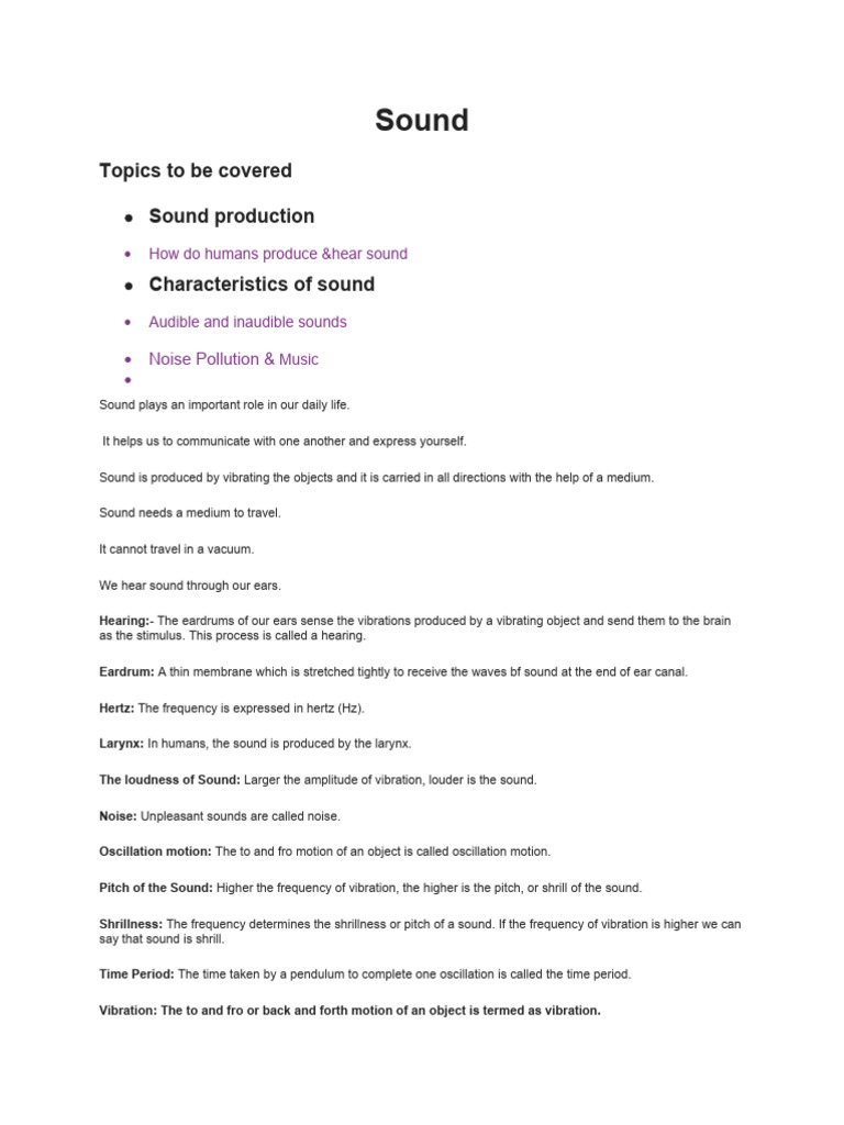 Importance of Sound in Daily Life | PDF | Sound | Hearing