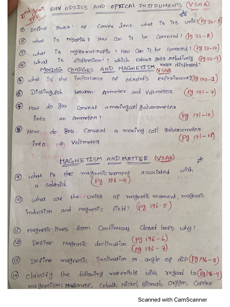 Physics SR IPE IMP Questions | PDF