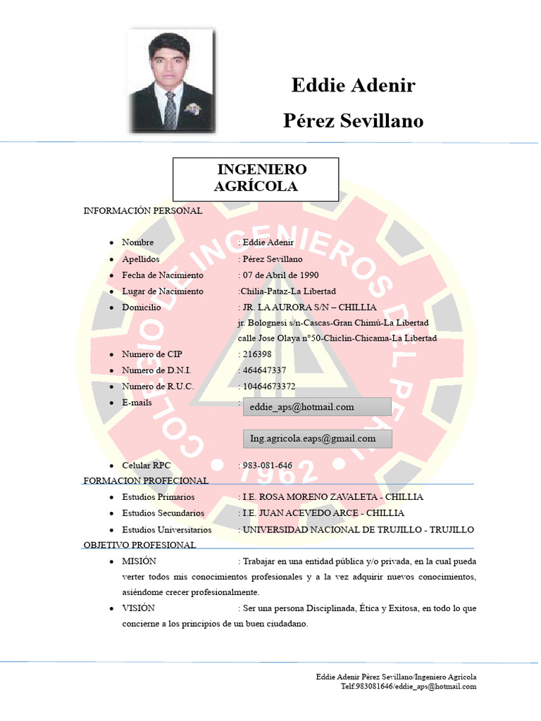 Curriculum Eddie Perez | PDF | Riego | Science