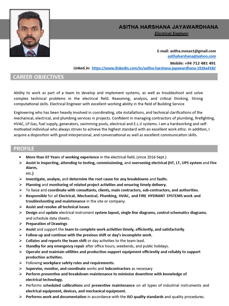 CV Updated 2024.01.30 | PDF | Electrical Wiring | Electric Motor