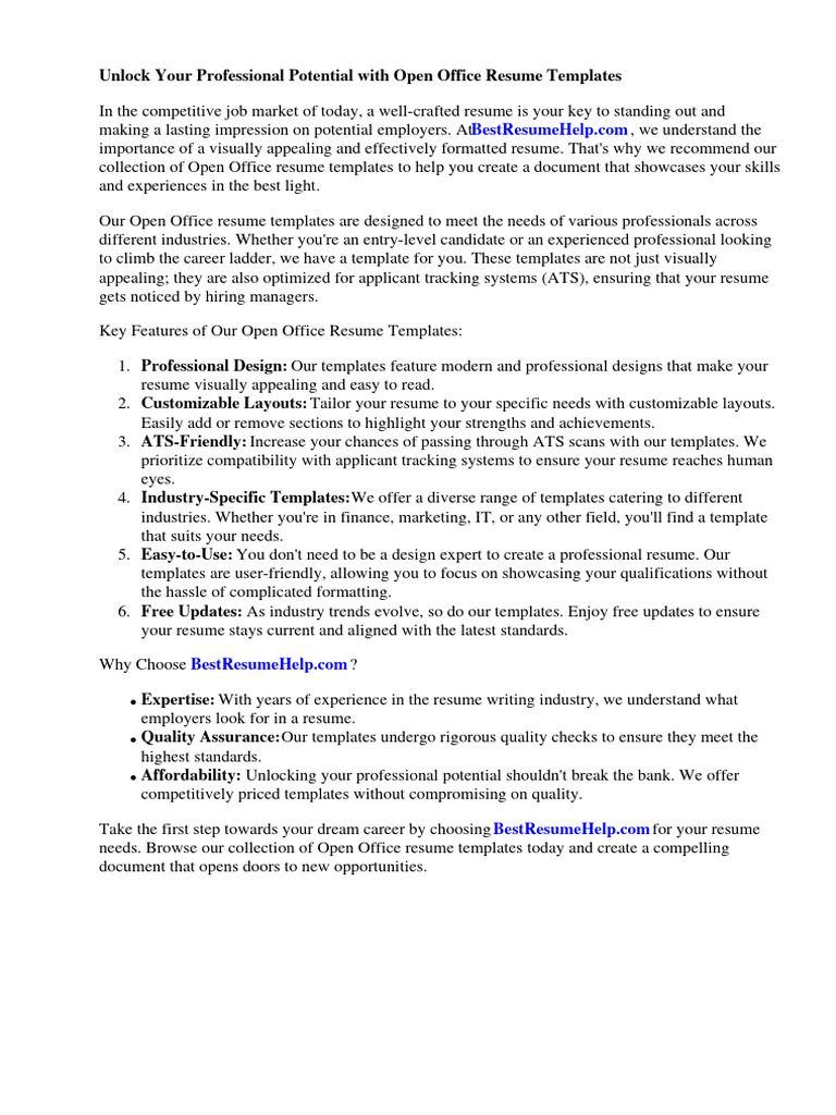 Open Office Resume Templates | PDF | Résumé | Software