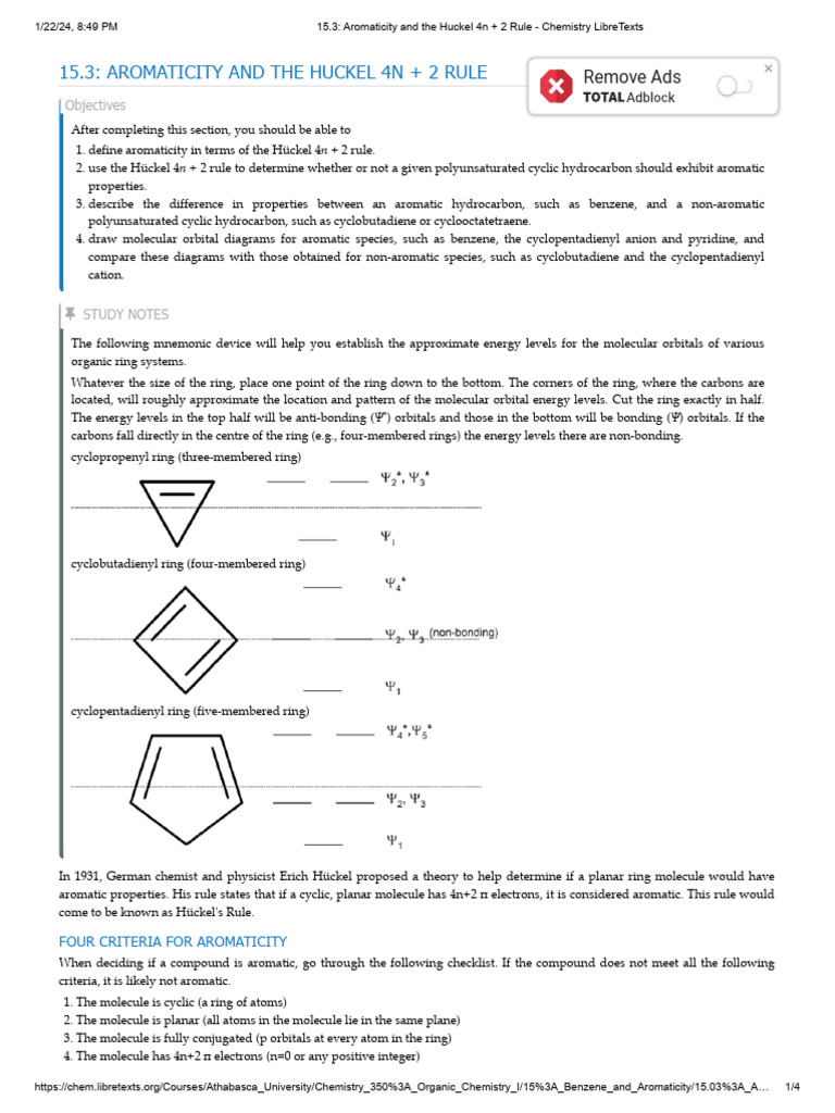 Understanding Hückel's 4n+2 Rule | PDF | Aromaticity | Molecular Orbital
