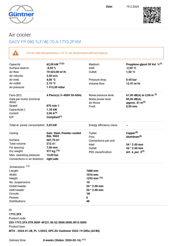 GACV FP 080 Air Cooler Specifications | PDF | Pressure | Physical ...