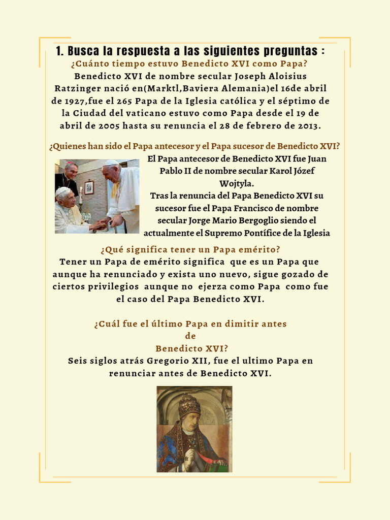 Amelia Jiménez Religión Benedicto XVI | PDF | Papa Benedicto Xvi | Papa
