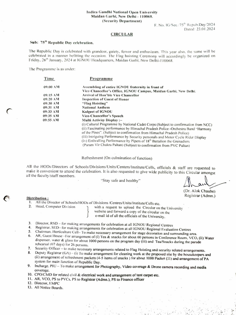 26 - 01 - 2024 Program Circular | PDF