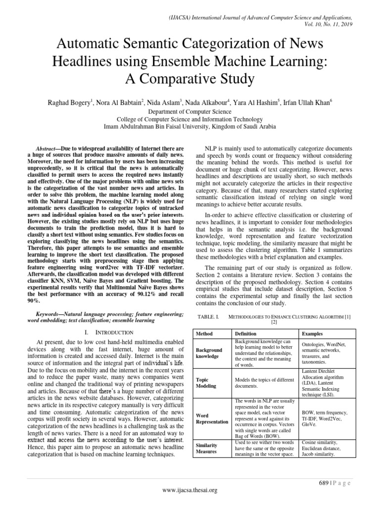 Bogery Et Al. - 2019 - Automatic Semantic Categorization of News Headline | PDF | Support Vector ...