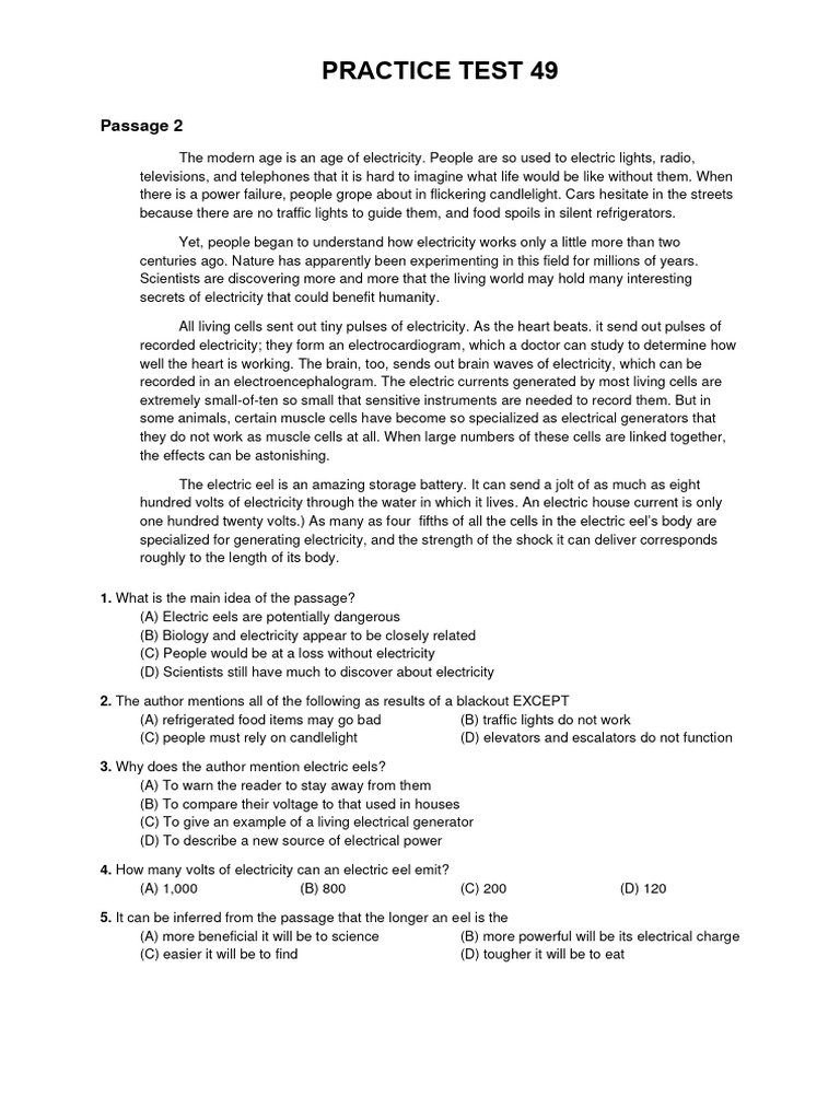 TOEFL Reading Comprehension 49 Pass 2 and 3-1 | PDF | Electricity | Brain