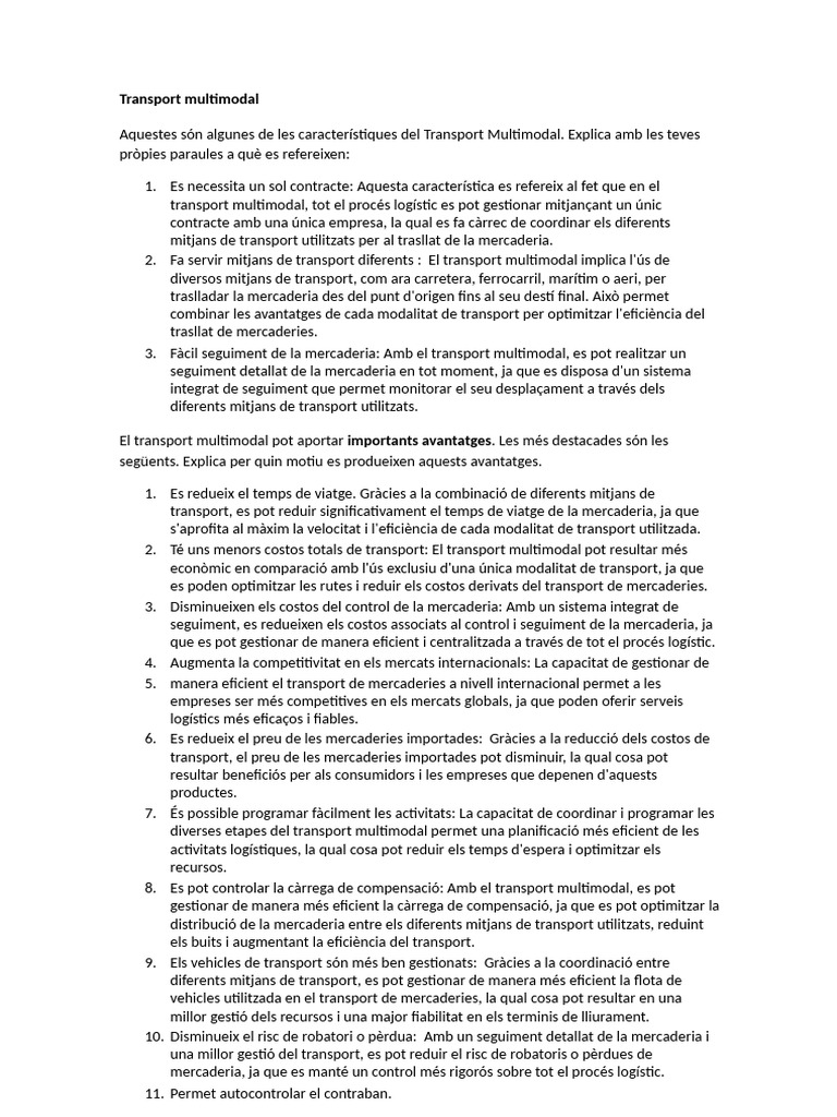 Transport Multimodal | PDF
