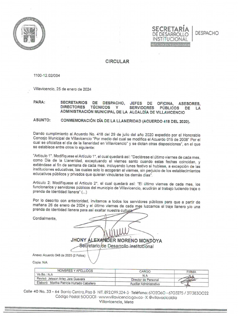Circular Día de La Llaneridad | PDF
