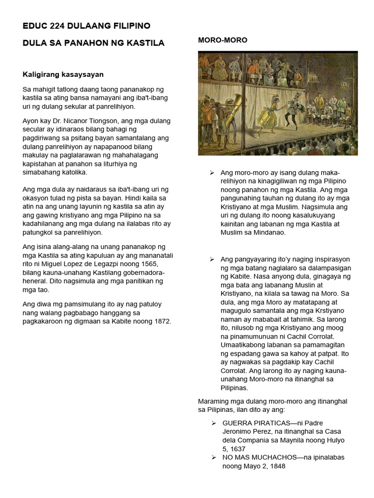 Dulaang Filipino Outline | PDF