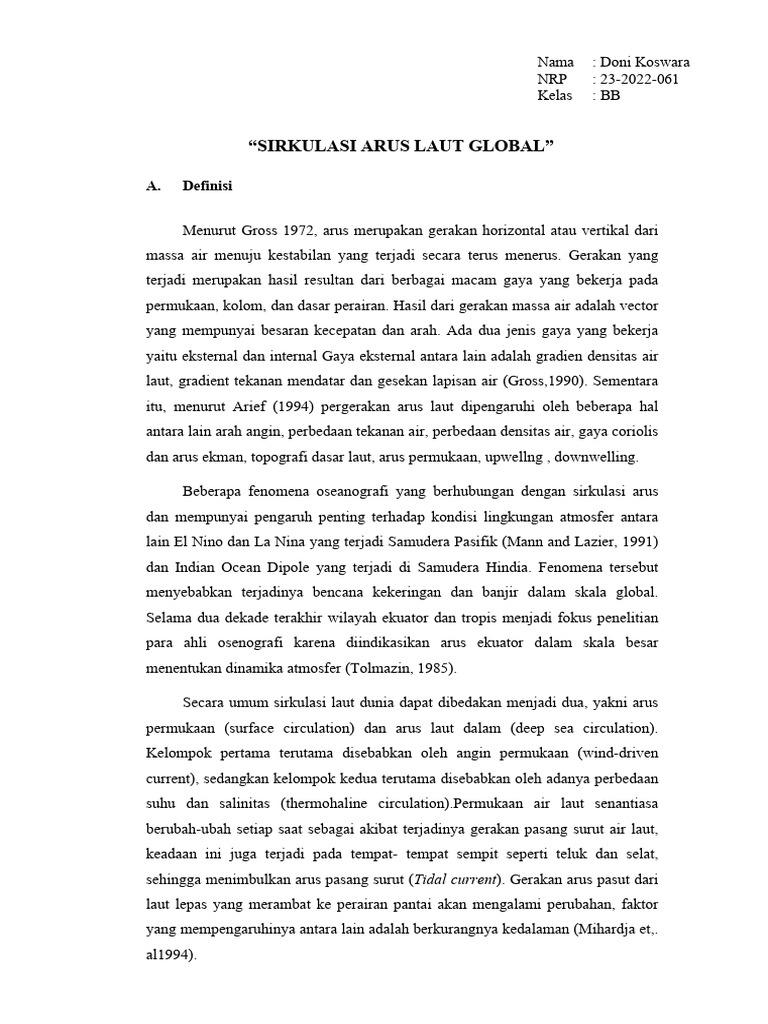 Sirkulasi Arus Laut Global | PDF | Ilmu Sosial