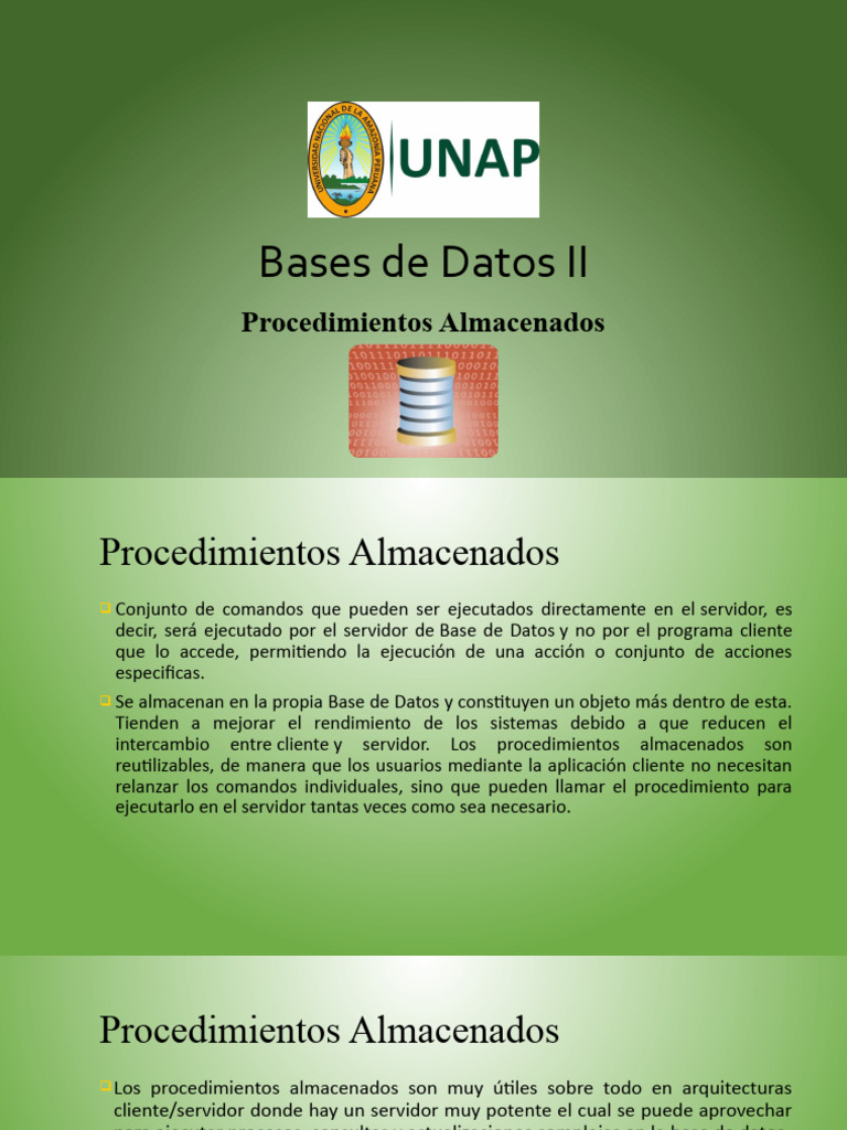 Procedimientos Almacenados | PDF | Servidor (Computación) | Bases de datos