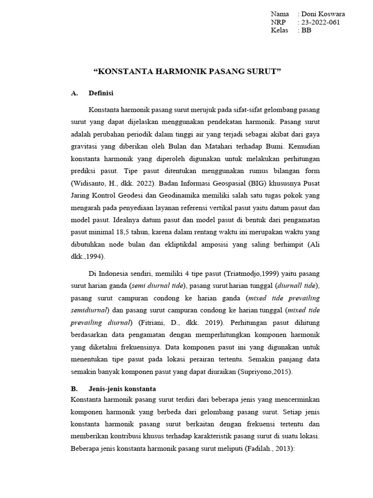 Konstanta Harmonik Pasut | PDF