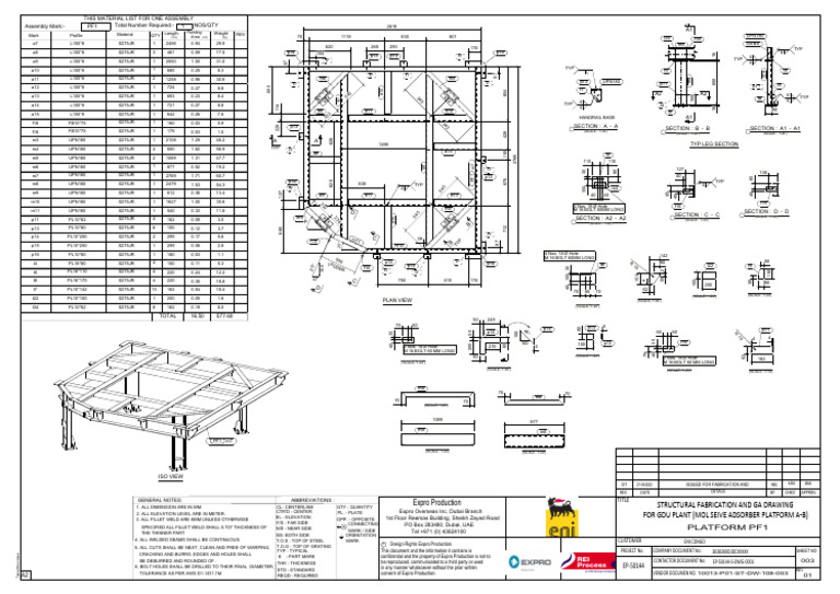 Expro Production Structural Fabrication and Ga Drawing For Gdu Plant ...