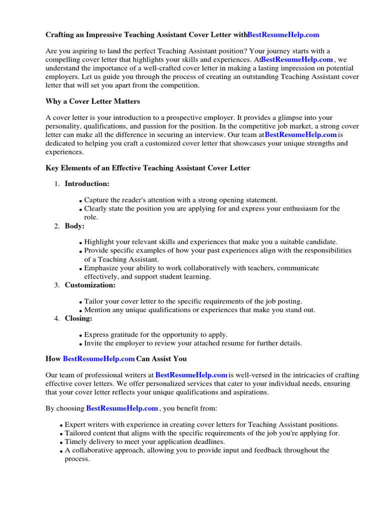 Crafting a Winning TA Cover Letter | PDF | Teachers | Learning