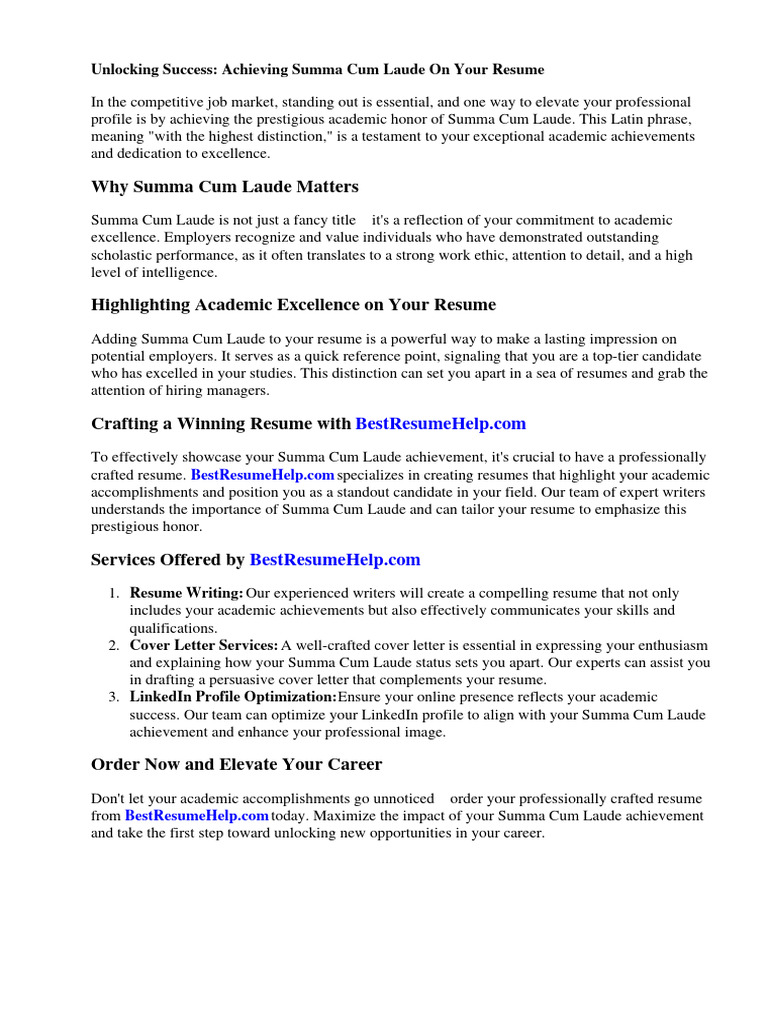 Summa Cum Laude On Resume | PDF | Résumé