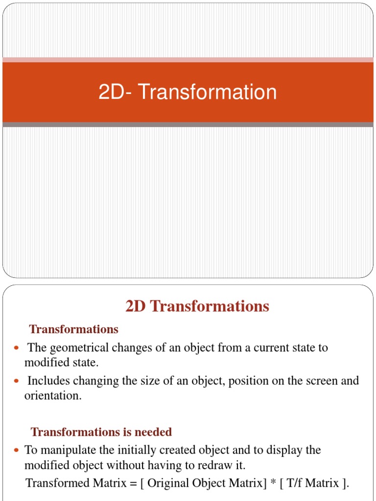Transformation - 2D | PDF | 2 D Computer Graphics | Matrix (Mathematics)