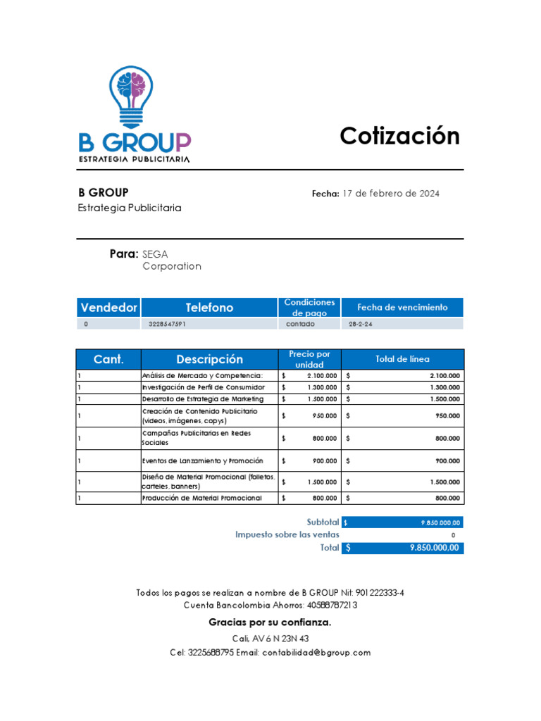 Cotización | PDF | Mercados financieros | Procesos de negocio