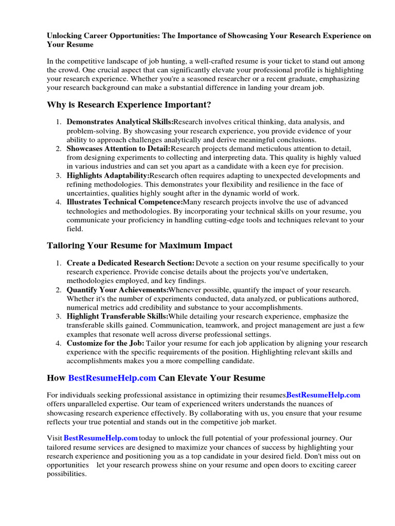 Research Experience Resume | PDF | Résumé | Data