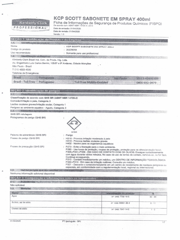 Spray Antisséptico 70° INPM Scott - Sabonete - Kimberly-Clark | PDF