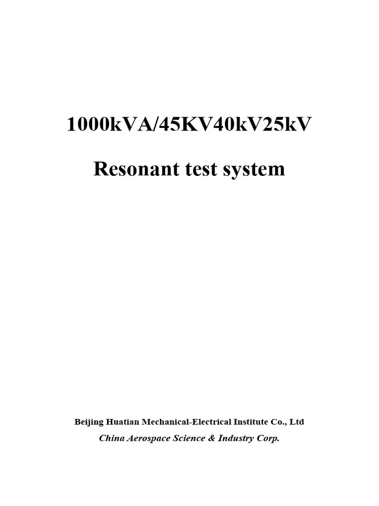 1000kVA Resonant Test System Overview | PDF | Transformer | Inductor